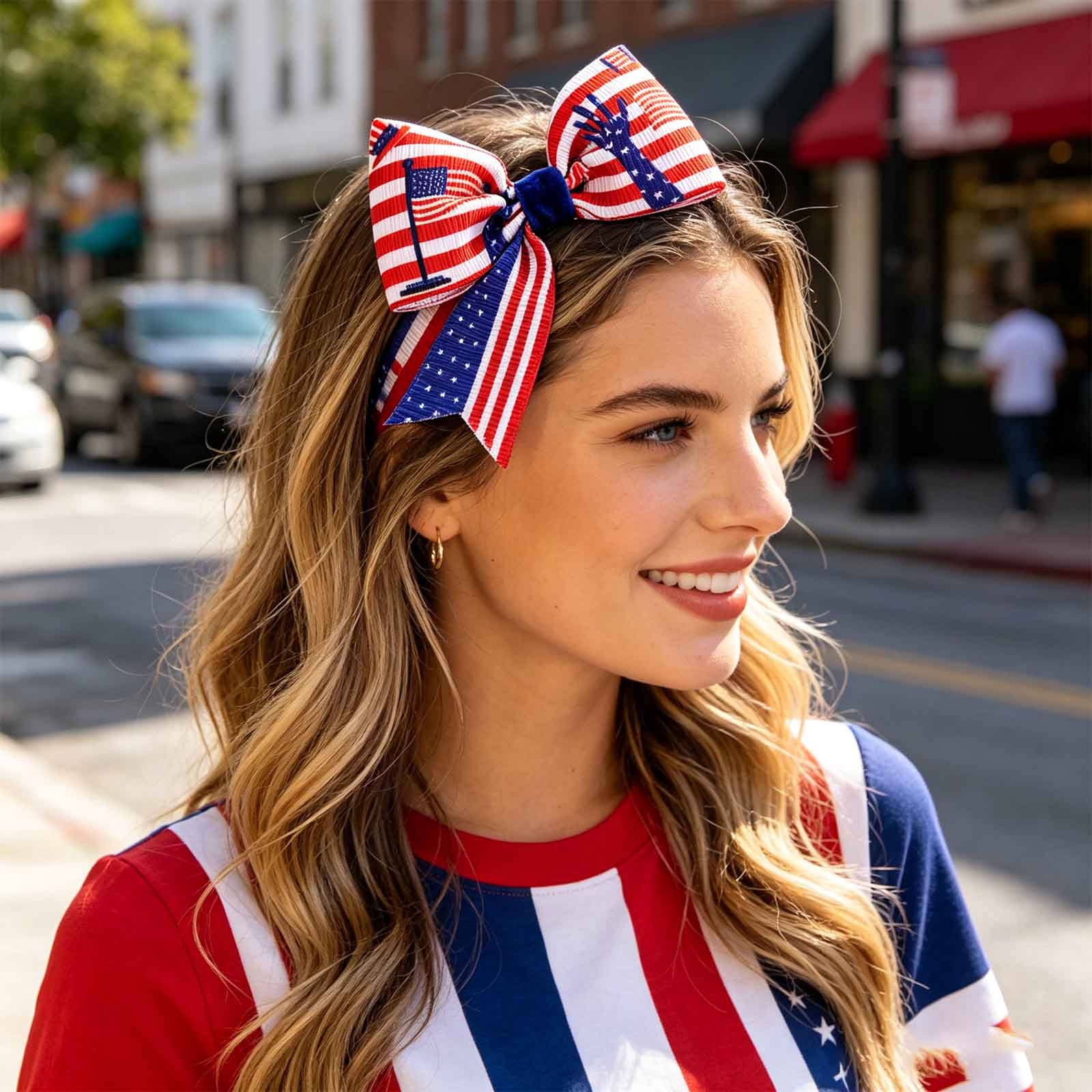 CaiTeLin Independence Day Bow Hair Clip Accessory, Holiday Party Red ...