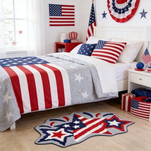 CaiTeLin Independence Day Rug Flag Faux Plush Bathroom Mat, Coffee ...