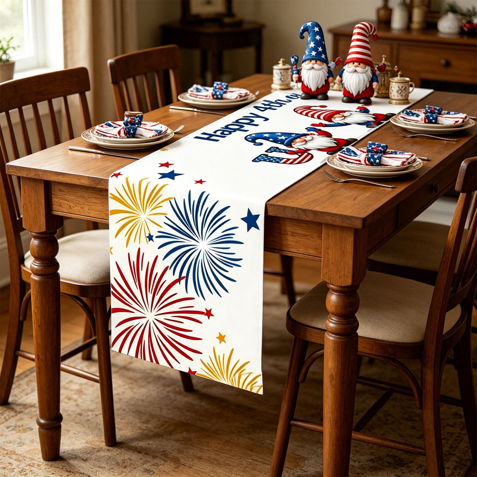 CaiTeLin Independence Day Table Flag, Red White Blue Star Striped ...