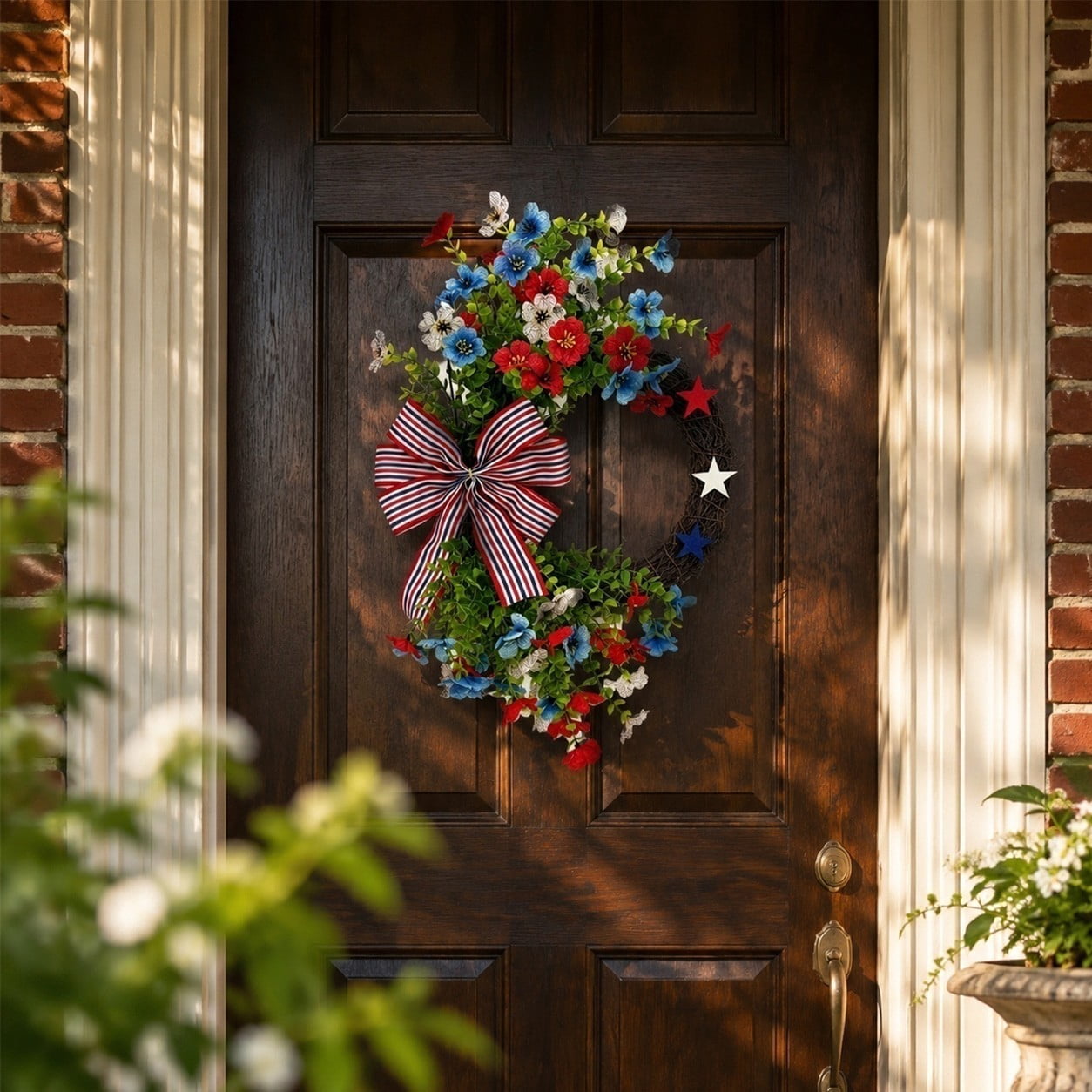 CaiTeLin Patriotic Floral Wreath, 17.7 Inch 4th Of July Front Door ...