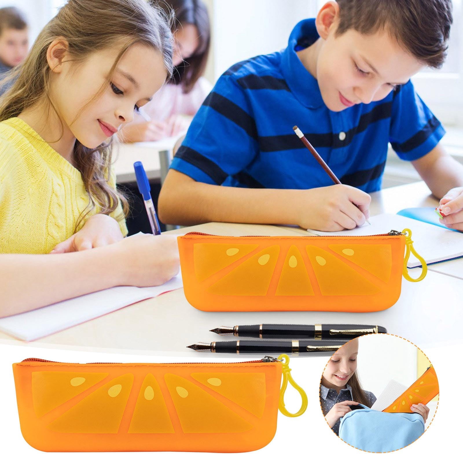 CaiTeLin Pencil Case Fruit Shaped, Portable Pen Bag Orange Design, Cute ...
