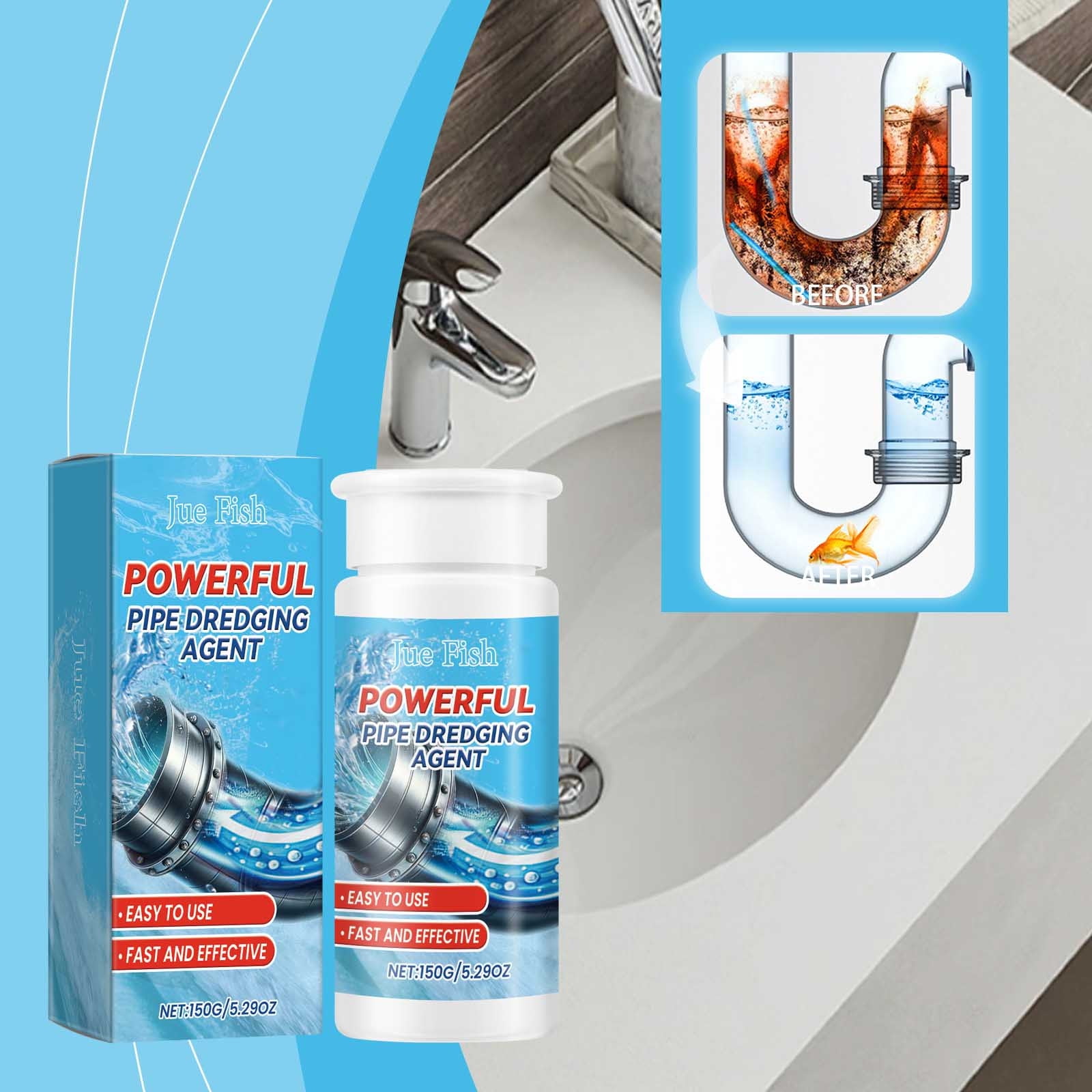CaiTeLin Powerful Pipe Unblocking Agent Sink Drains Pipe Kitchen Toilet ... CaiTeLin Powerful Pipe Unblocking Agent Sink Drains Pipe Kitchen Toilet ...