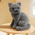 CaiTeLin Sitting Cat Turned Head Plush, Tabby Blue Cat Soothing Doll ...