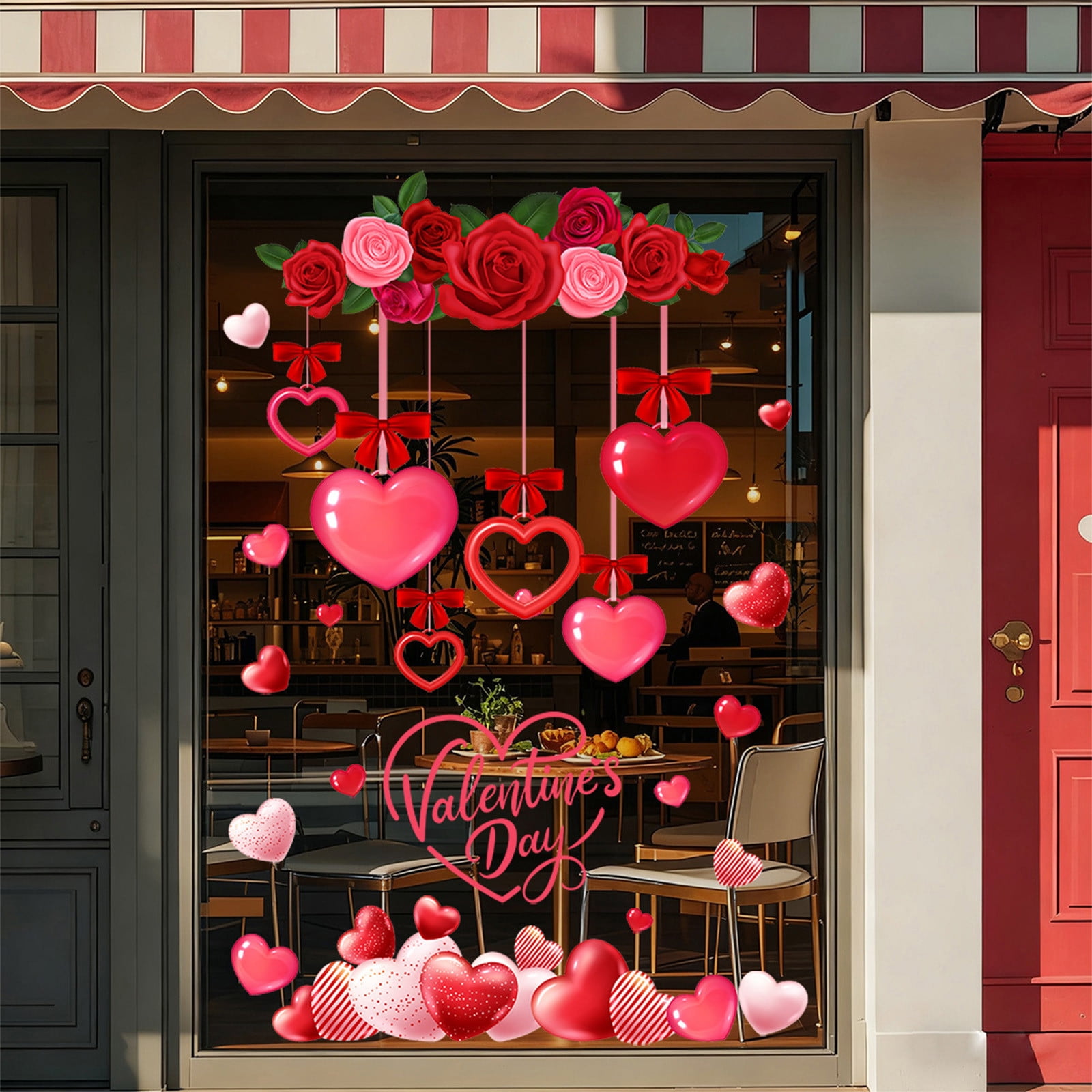 CaiTeLin Valentine's Day Decorative Stickers, Sweet Gift Box Window ...