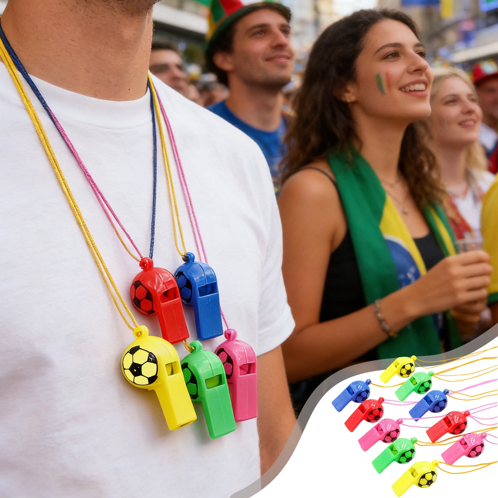 CaiYueKe 10 Pcs Soccer Whistle Plastic Party Favors Loud Sports Whistle ...