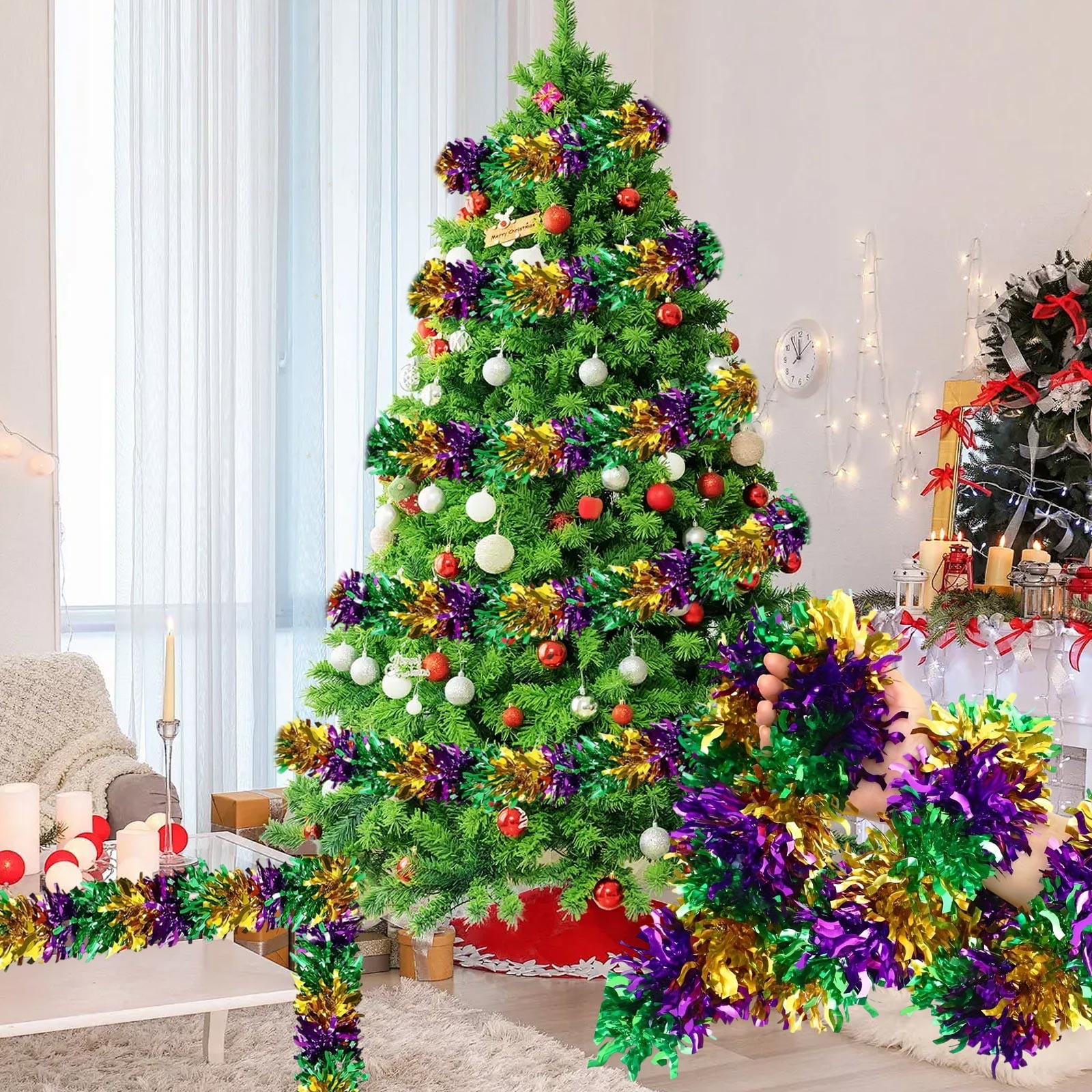 CaiYueKe 16.4FT Christmas Garland Decorations Artificial Foliage Vines ...