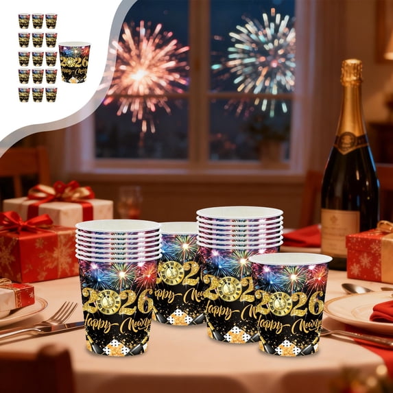 CaiYueKe 2026 New Year Party Tableware Set, Black Gold Colorful ...
