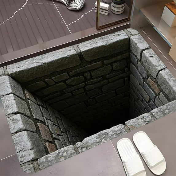 CaiYueKe 3D Optical Illusion Non-Slip Bath Rug - Super Absorbent Quick ...