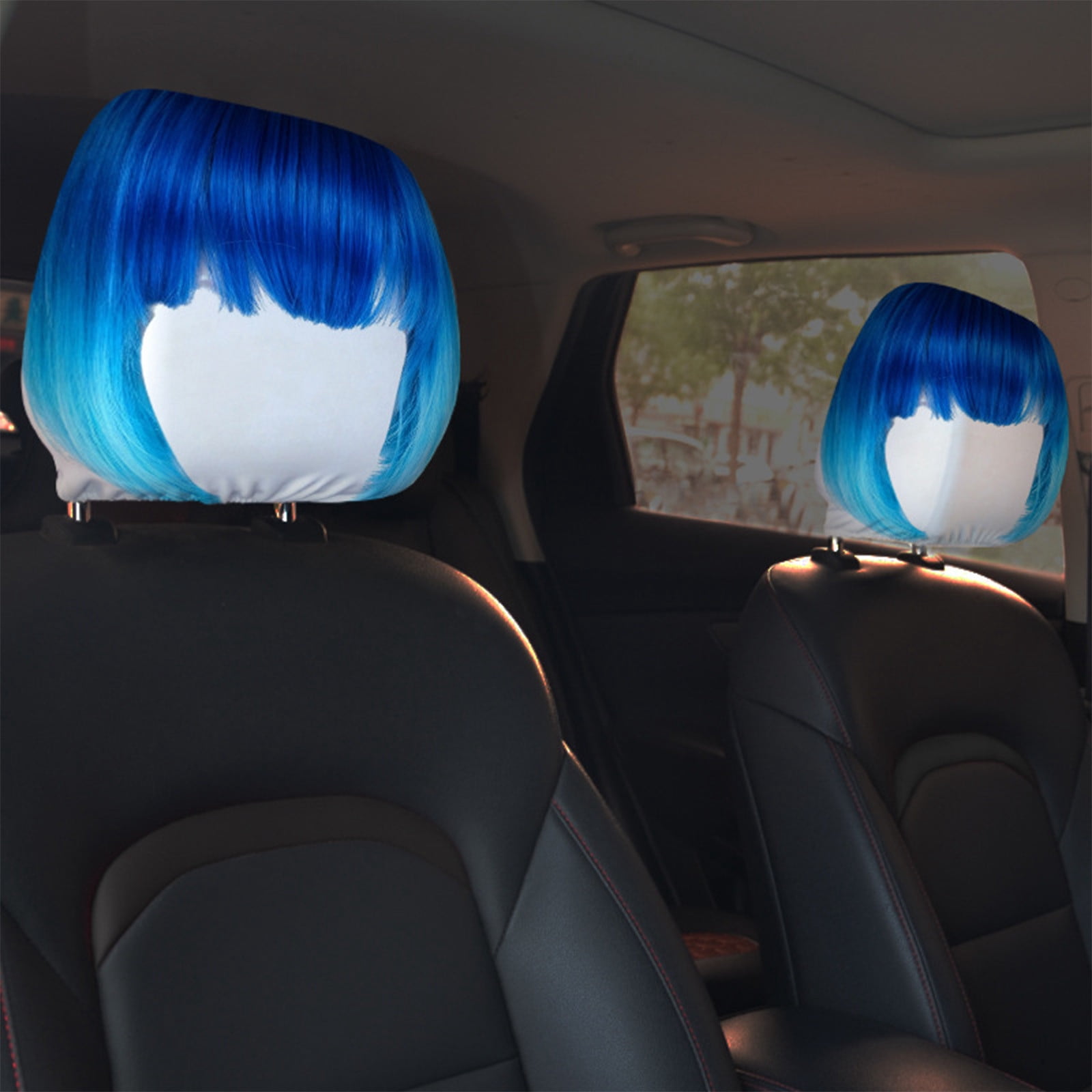 CaiYueKe Car Pillow Covers with Colorful Wig Design Elastic Headrest ...