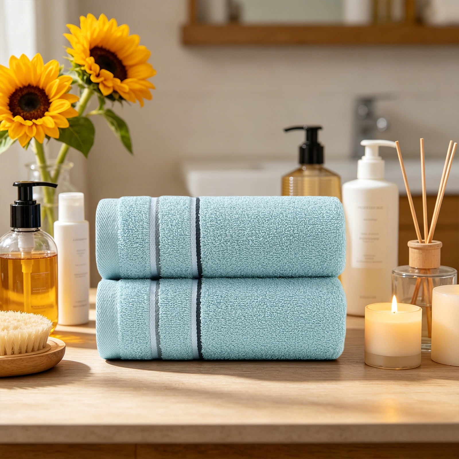 CaiYueKe Cotton Hand Towels for Bathroom, Soft Absorbent Face and Body ...