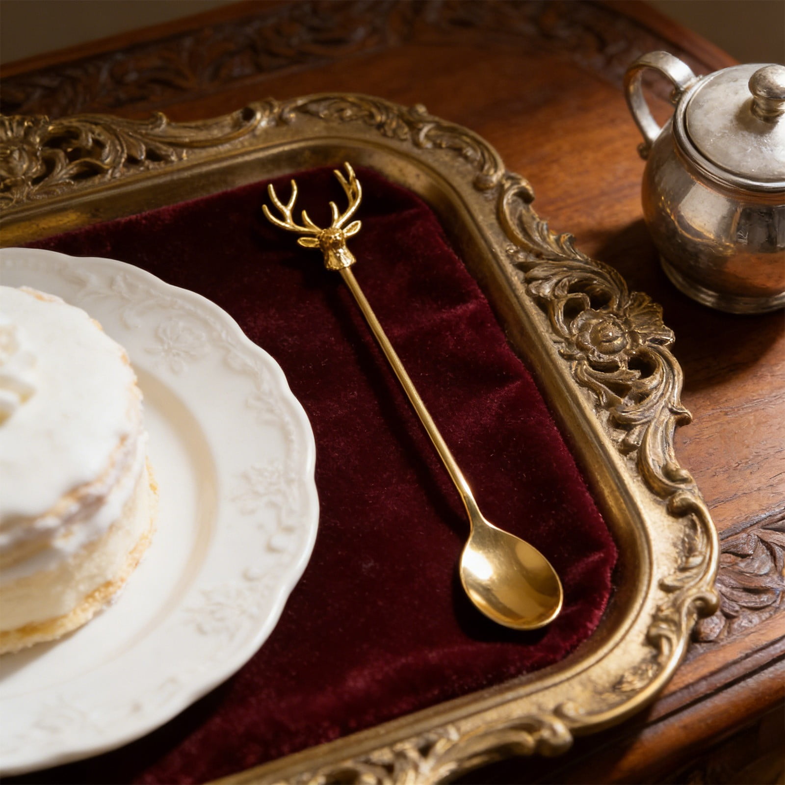 CaiYueKe Deer Head Coffee Spoon Stainless Steel Stirring Spoon Long ...