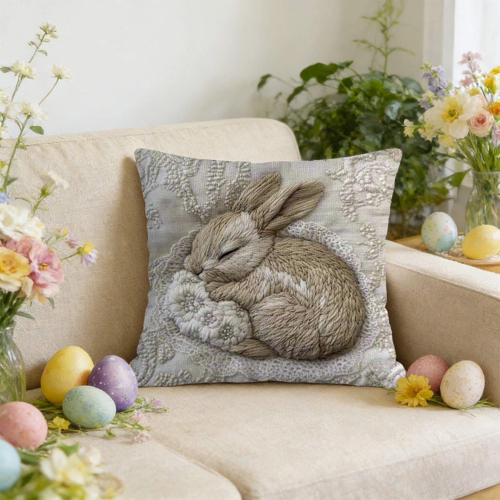CaiYueKe Easter Decorative Pillow Covers for Couch Throw Pillowcases ...