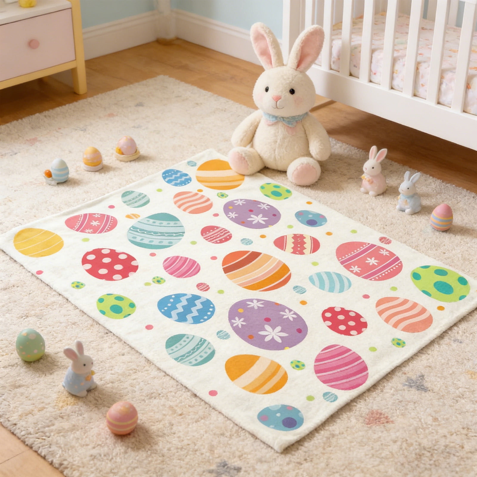 CaiYueKe Easter Egg & Bunny Flannel Fleece Blanket - Soft Lightweight ...