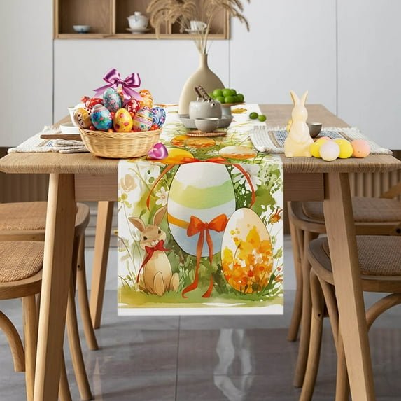 CaiYueKe Easter Table Runner Floral Spring Tablecloth Decorative ...