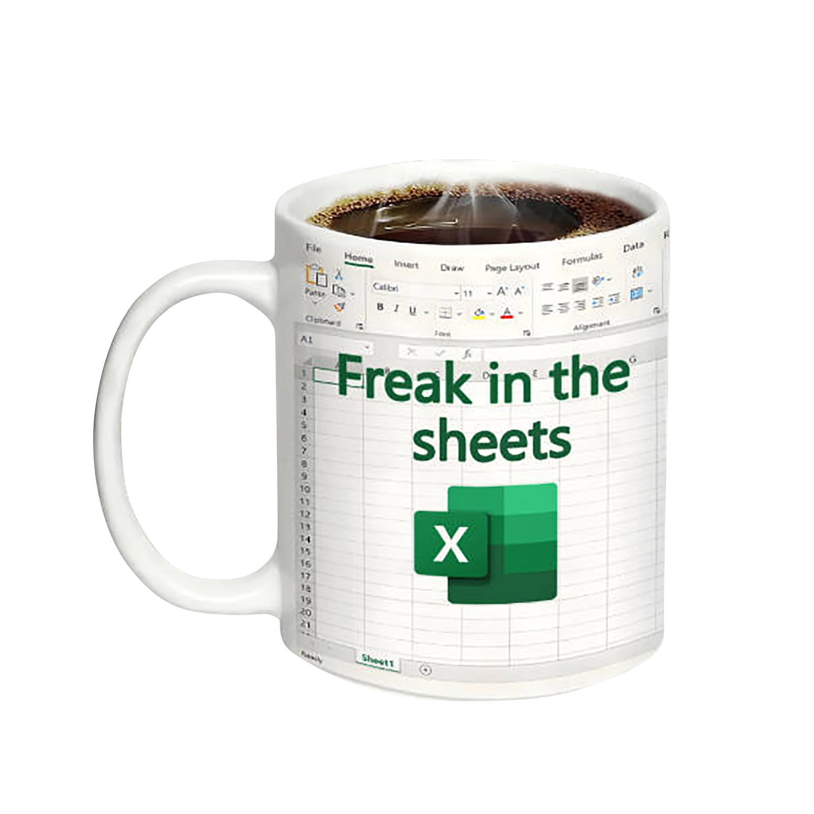 CaiYueKe Funny Excel Mug Spreadsheet Lover Coffee Cup Ceramic Novelty ...