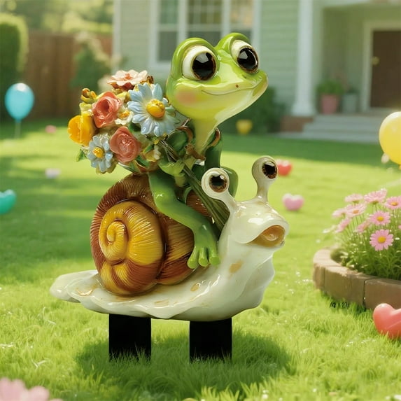 CaiYueKe Garden Stakes Outdoor Decorations, Frog Figurine Lawn ...