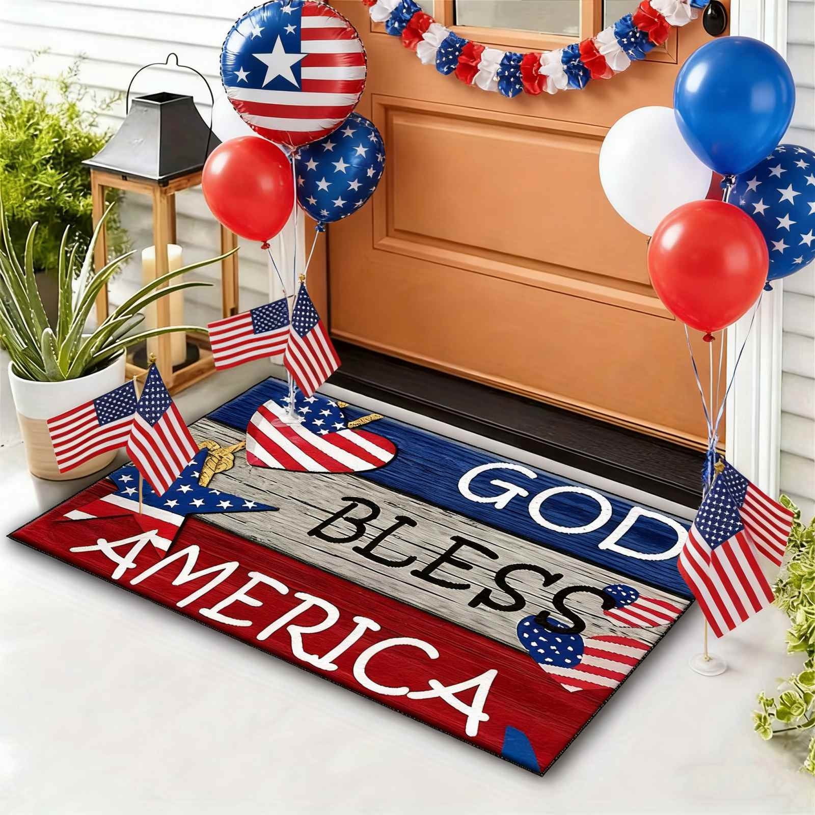 CaiYueKe Independence Day Doormat 16x24 in Patriotic American Flag ...
