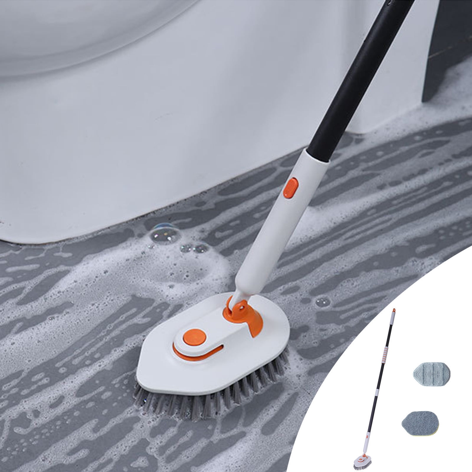 CaiYueKe Long Handle Scrub Brush with Interchangeable Heads, Extendable ...