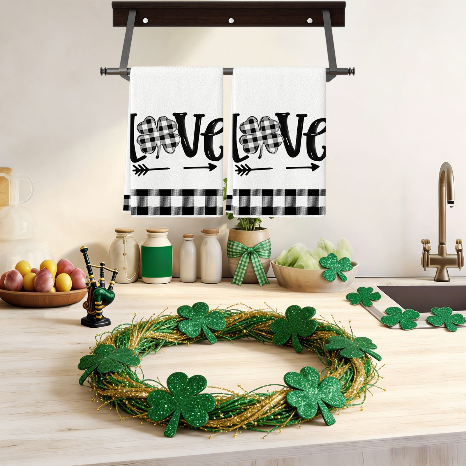 CaiYueKe Premium Kitchen Dish Towels - Buffalo Check & Polka Dot ...