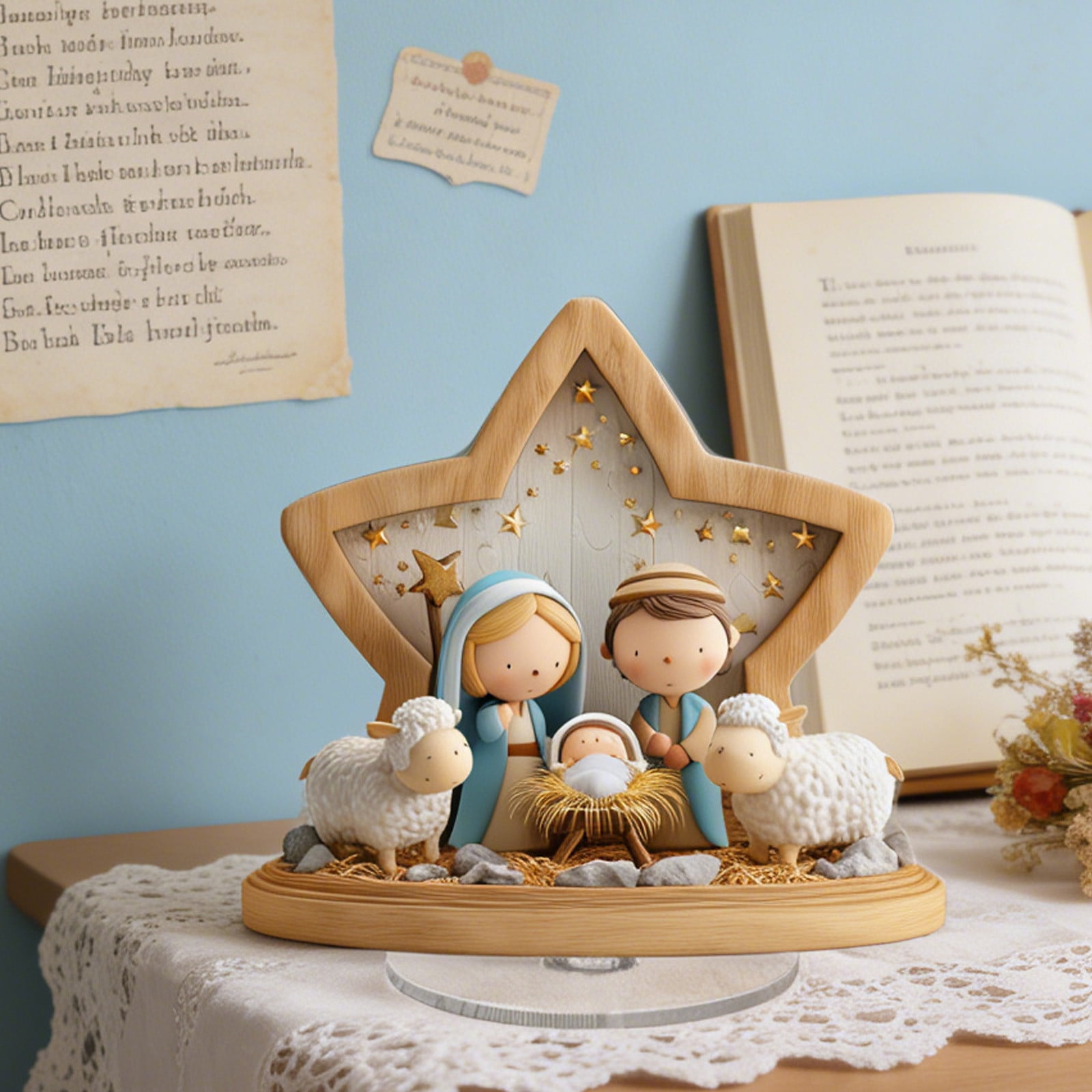 CaiYueKe Rotating Sheep Sign Acrylic Tabletop Decoration Christian Holy ...