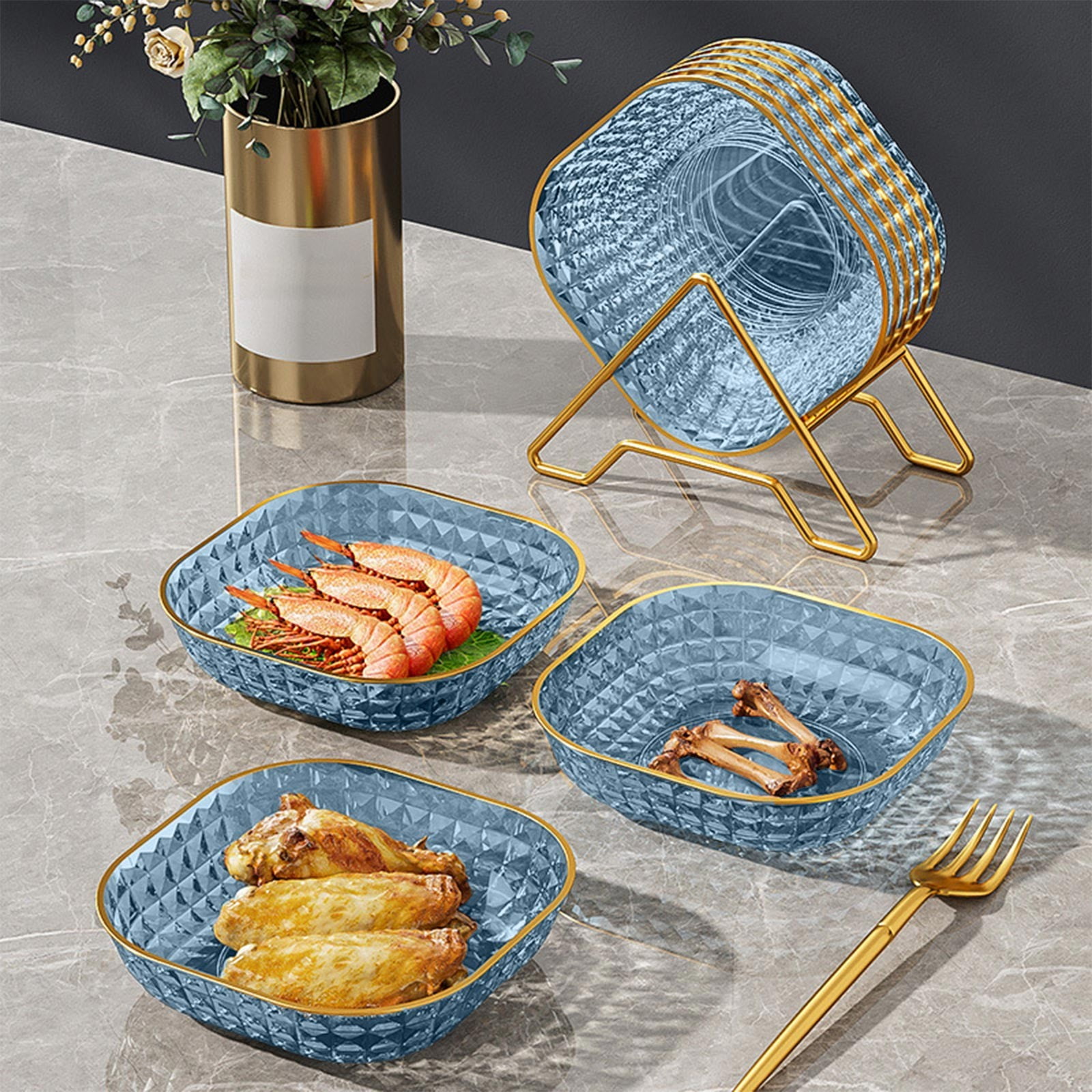 CaiYueKe Snack Serving Tray, Large Capacity Fruit Salad Bowl, Plastic ...