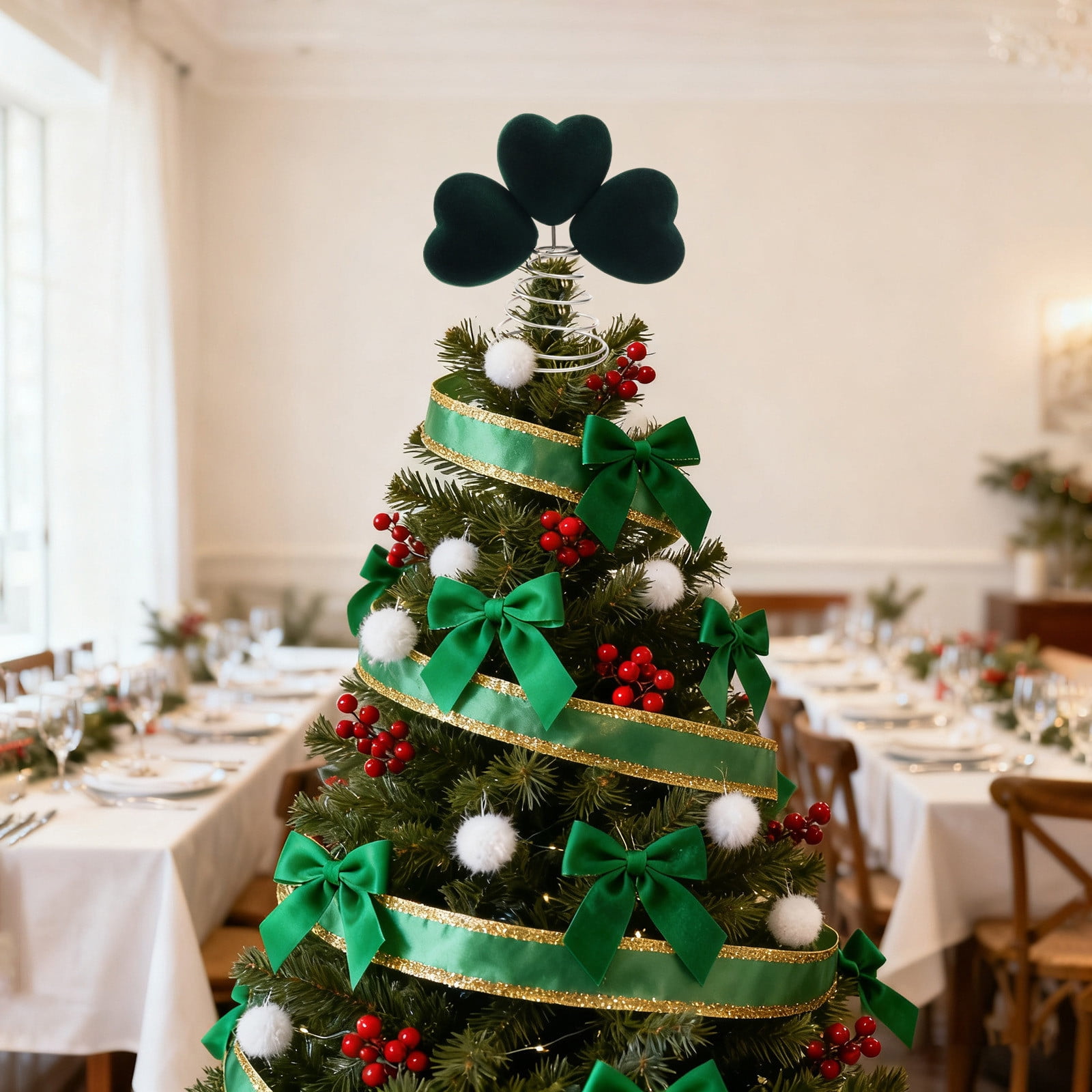 CaiYueKe St. Patrick's Day Tree Topper, Shamrock Trefoil Christmas Tree ...
