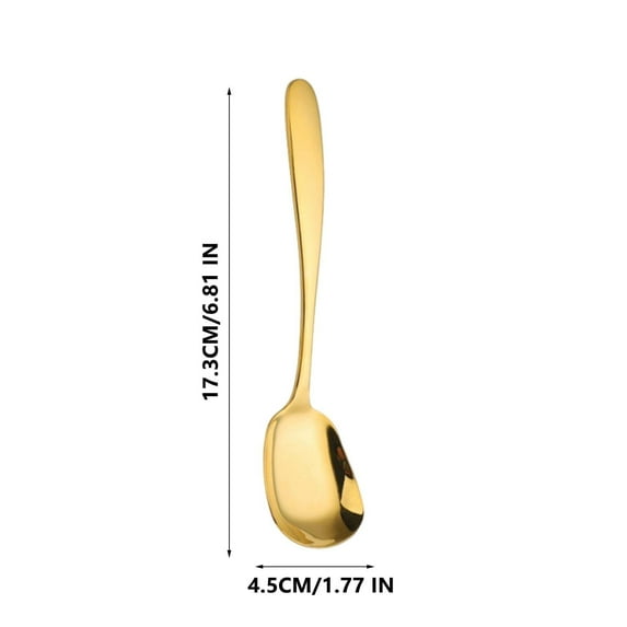 CaiYueKe Stainless Steel Square Head Flat Bottom Spoon Gold Plated ...