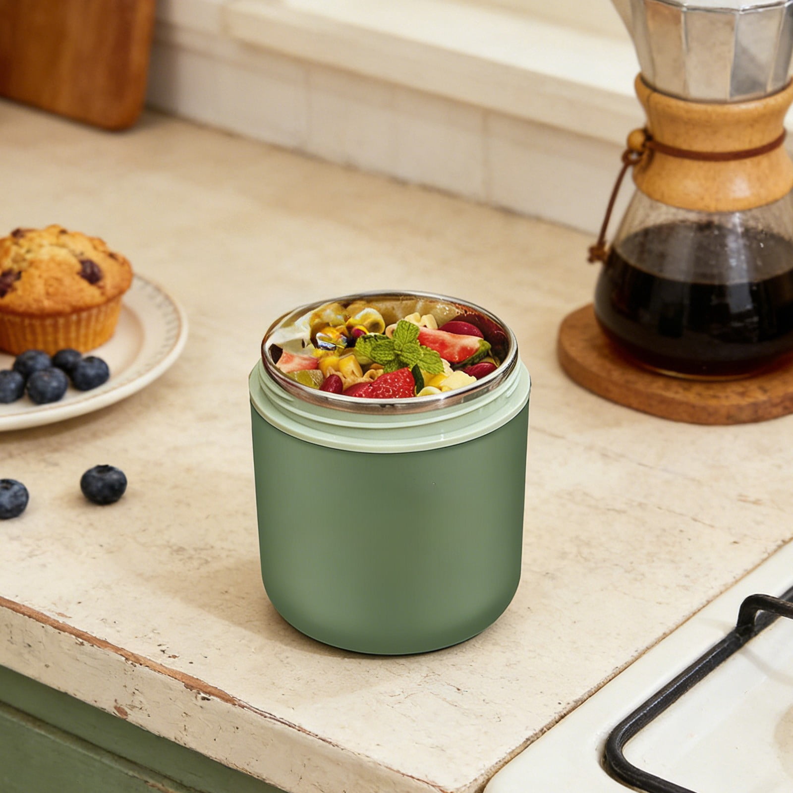 CaiYueKe Stainless Steel Thermal Soup Cup, Double Walled Vacuum ...
