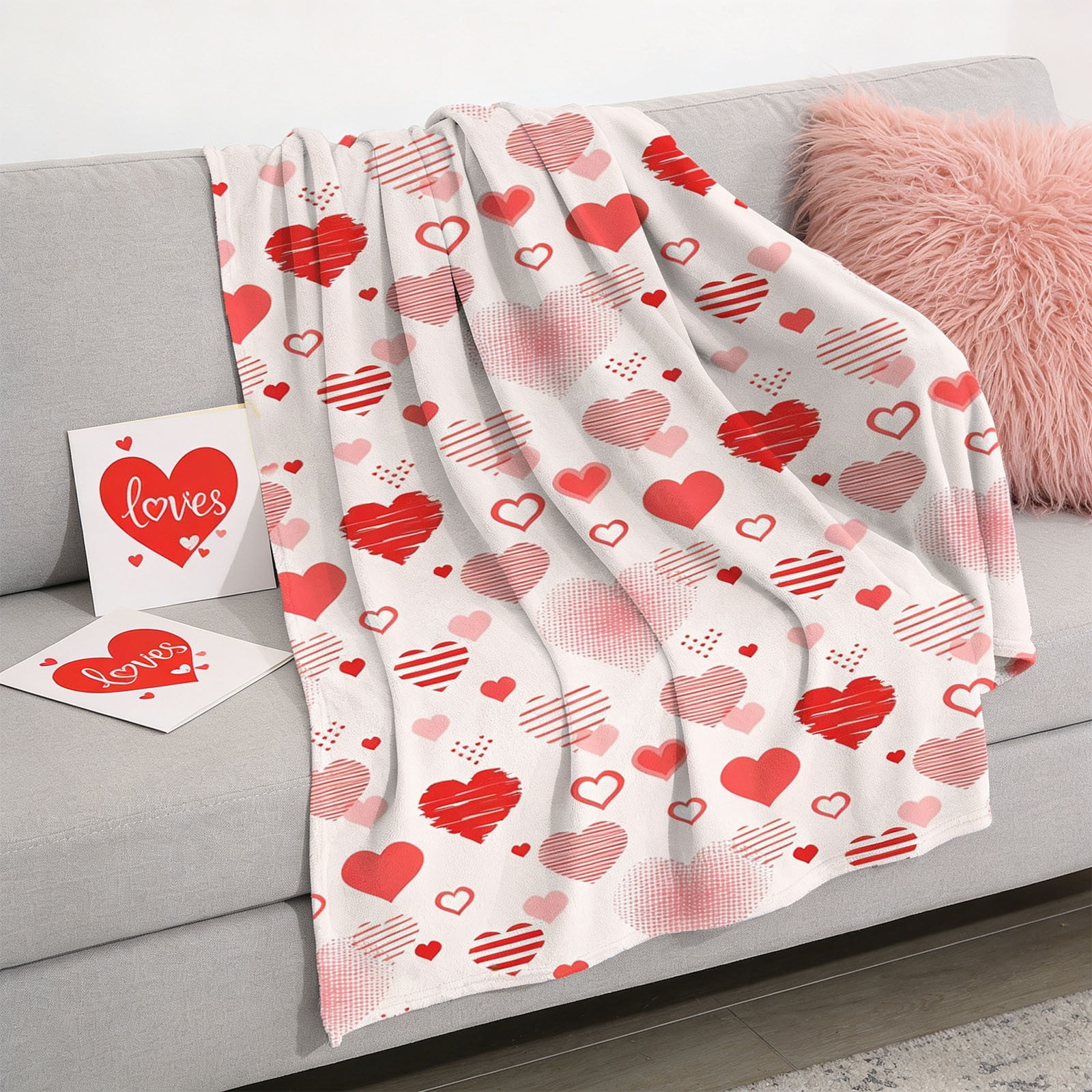 CaiYueKe Valentines Day Flannel Blanket Soft Cozy Throw Blanket for ...
