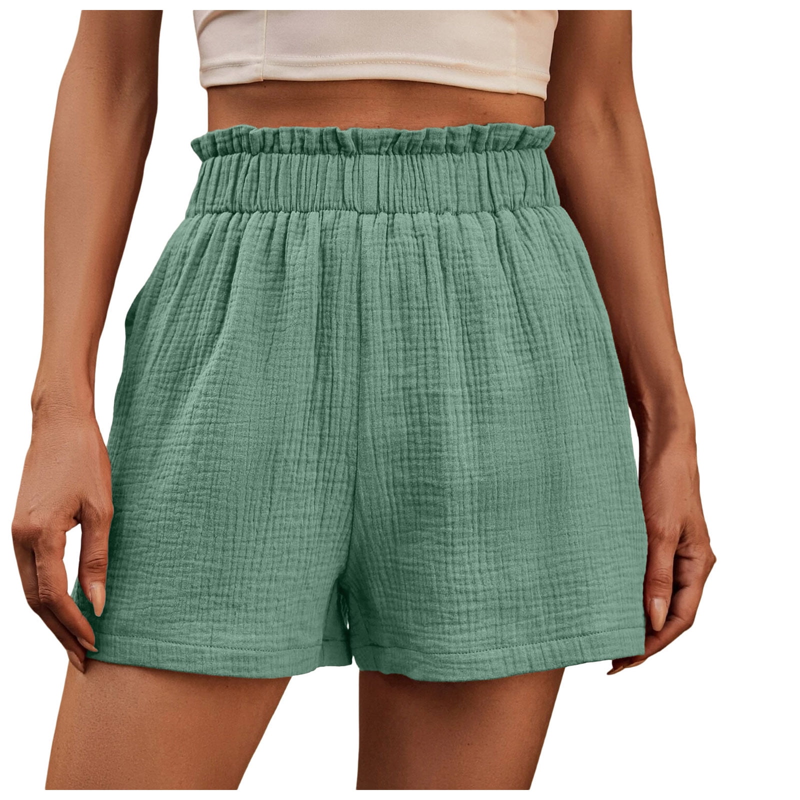 Caihaooo Bikers Shorts For Women Womens Double Layered Pleats Hem