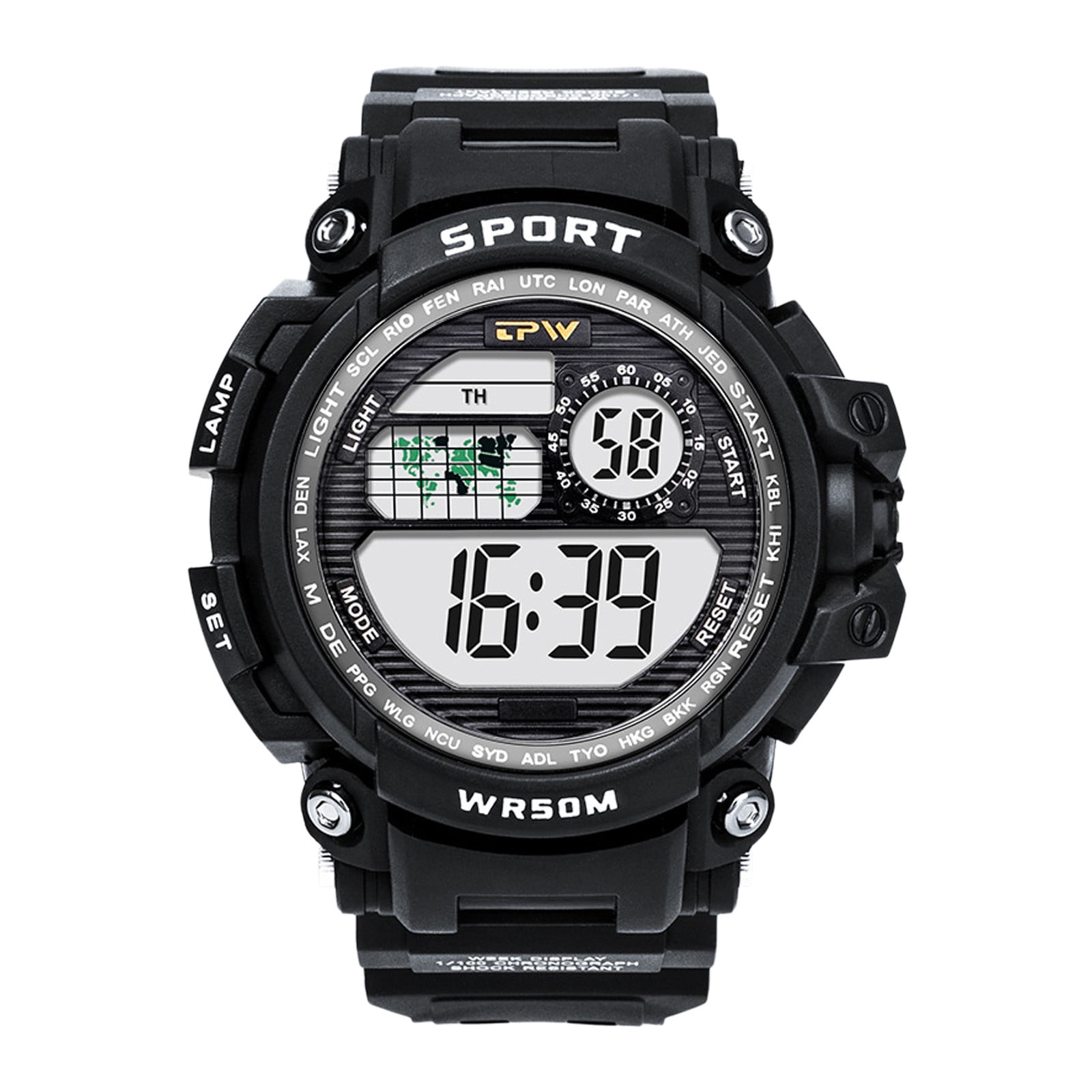 Caihaooo Men's Multifunctional Electronic Watch Water Proof Silicone ...