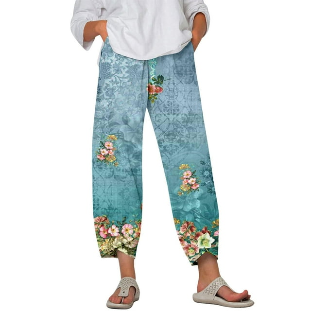Caihaooo Pants For Women Fashion Wide Leg Capris Womens Summer Cropped