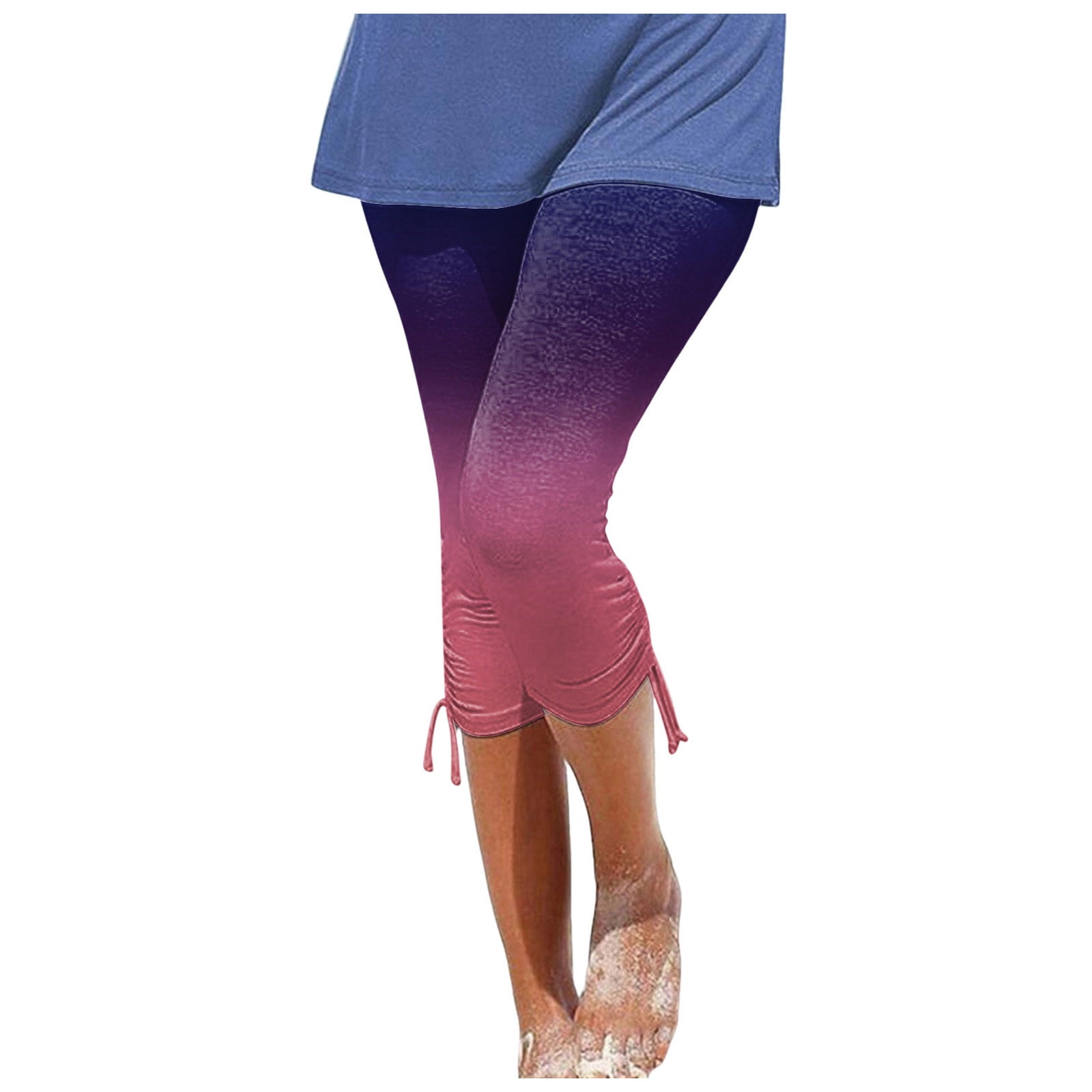 Caihaooo Women Cropped Pants Stretch Knee Length Leggings Casual Summer