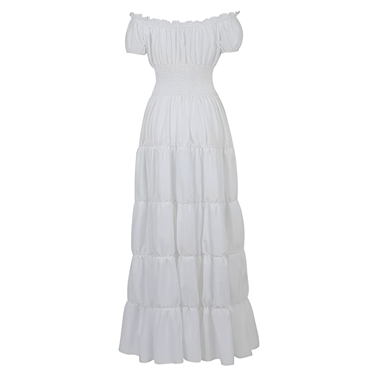 Caihaooo Women Elegant Irish Over Dress Smocked Waist Retro Gown Under ...