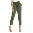 Caihaooo Womens Casual Pants Solid High Waist Self Tie Belted Pencil