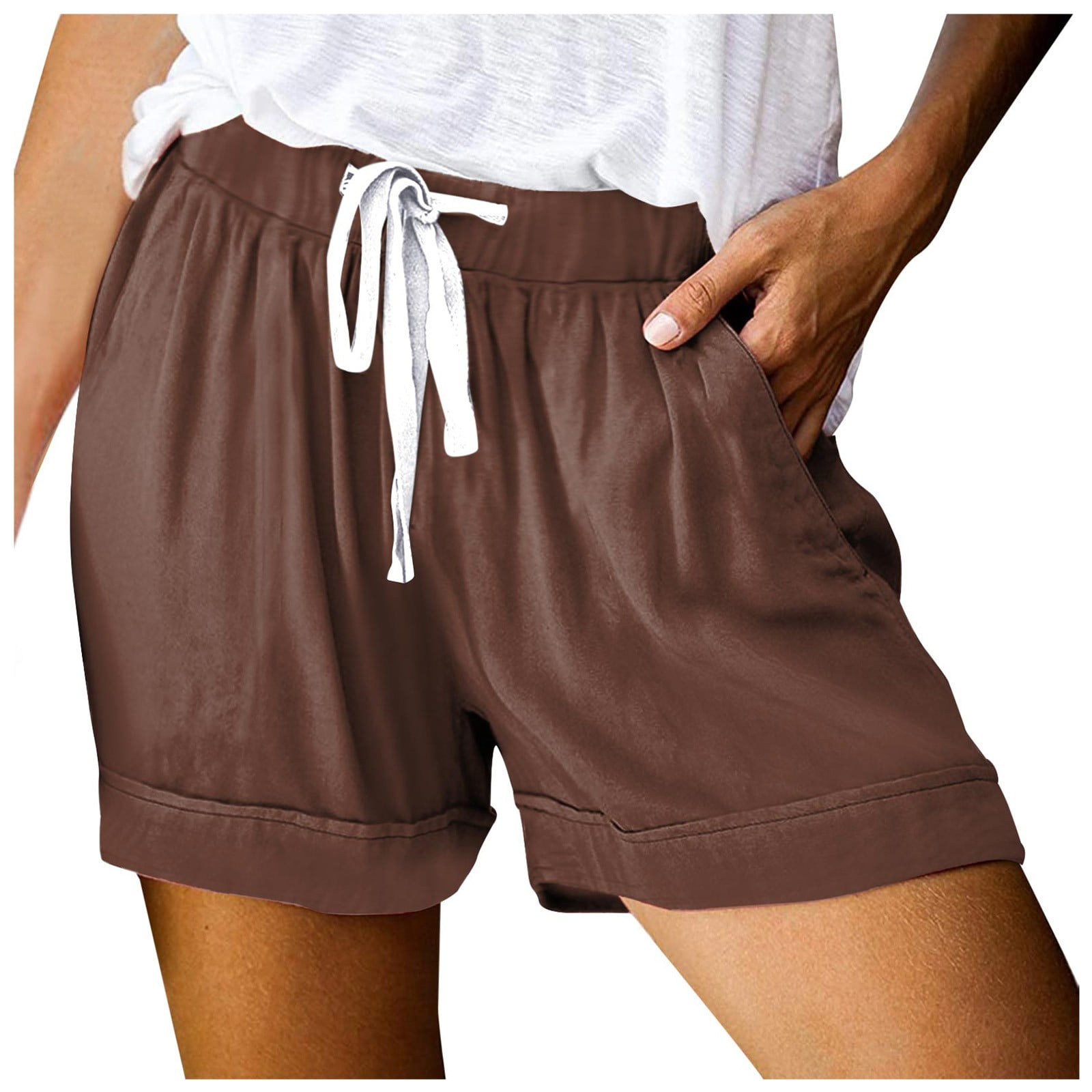 Caihaooo Womens Drawstring Shorts Summer Elastic Waist Casual