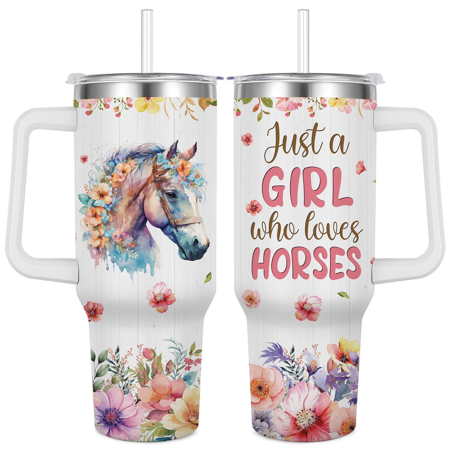 Caiibaoob Horse Gift: 40oz Insulated Stainless Steel Travel Mug with Handle C82 - Walmart.com
