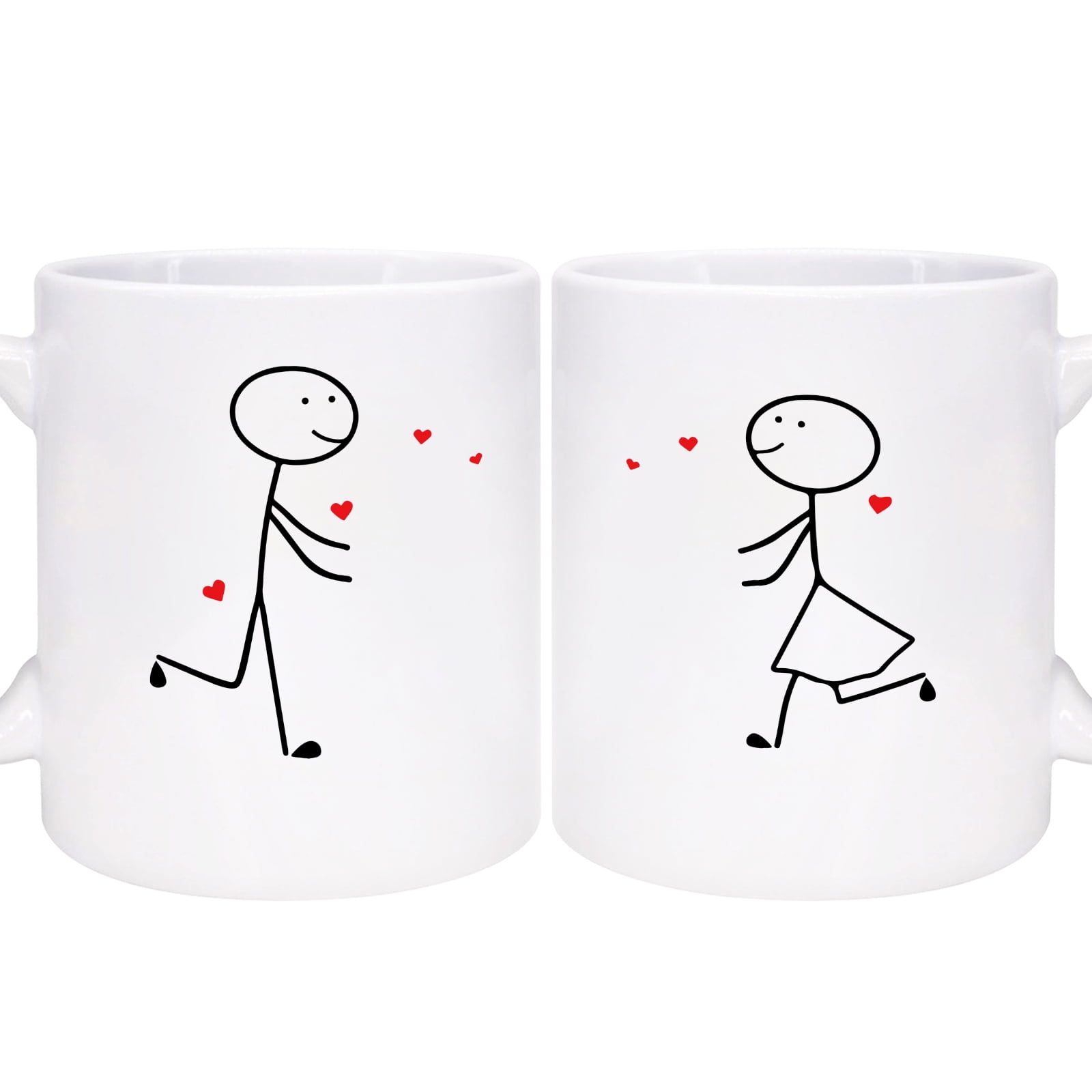 KAAYEE His Heart and Hers Run in Both Directions Matching Couple Mugs ...