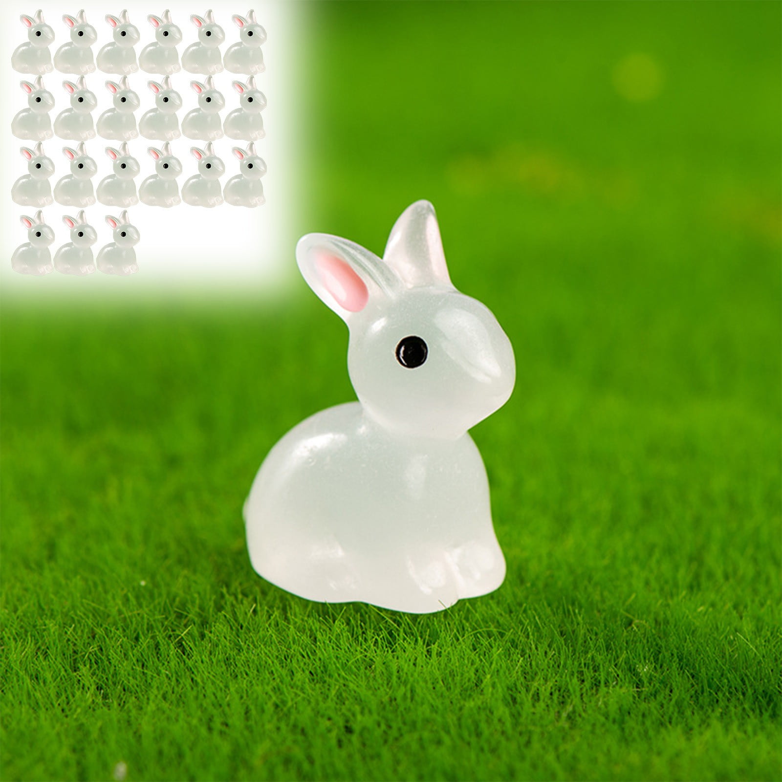Cailmei 21 Pcs Luminous Mini Resin Bunny Plastic Rabbits Glowing In The ...