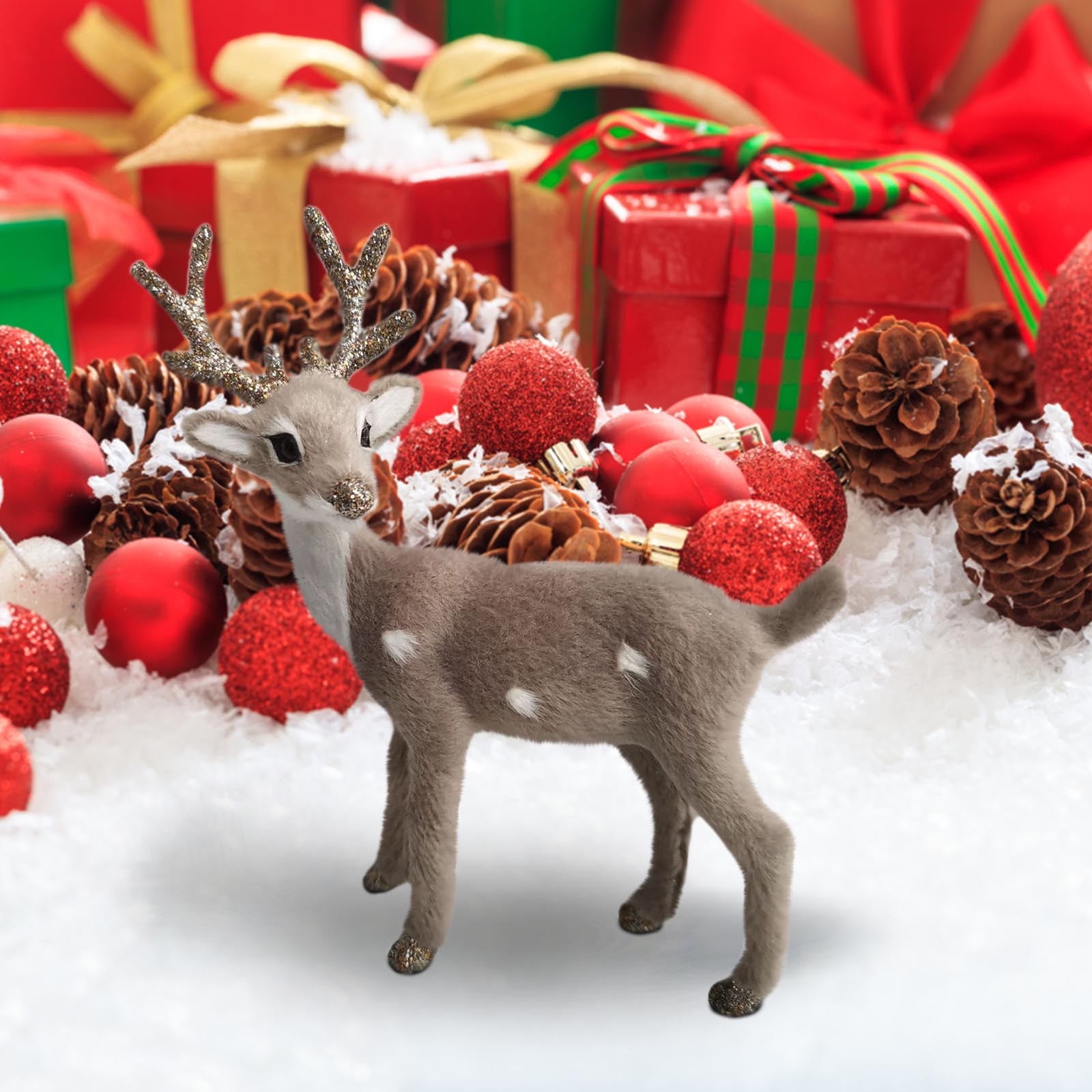 Cailmei Christmas Supplies Deer Statue Toys Deer Decorations Faux Deer ...