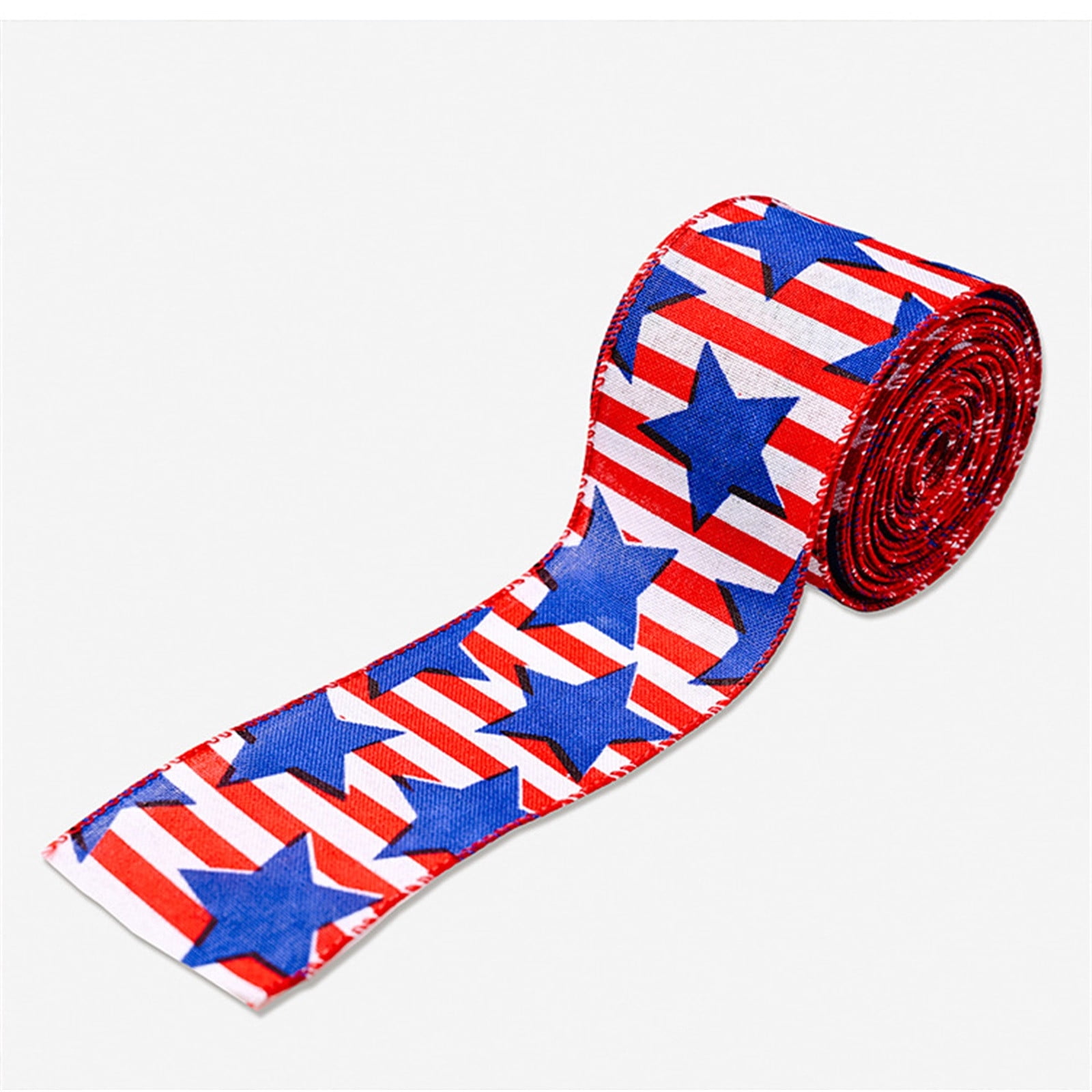 Cailmei Patriotic Independence Day Ribbons Stripe Star Wired Ribbon ...