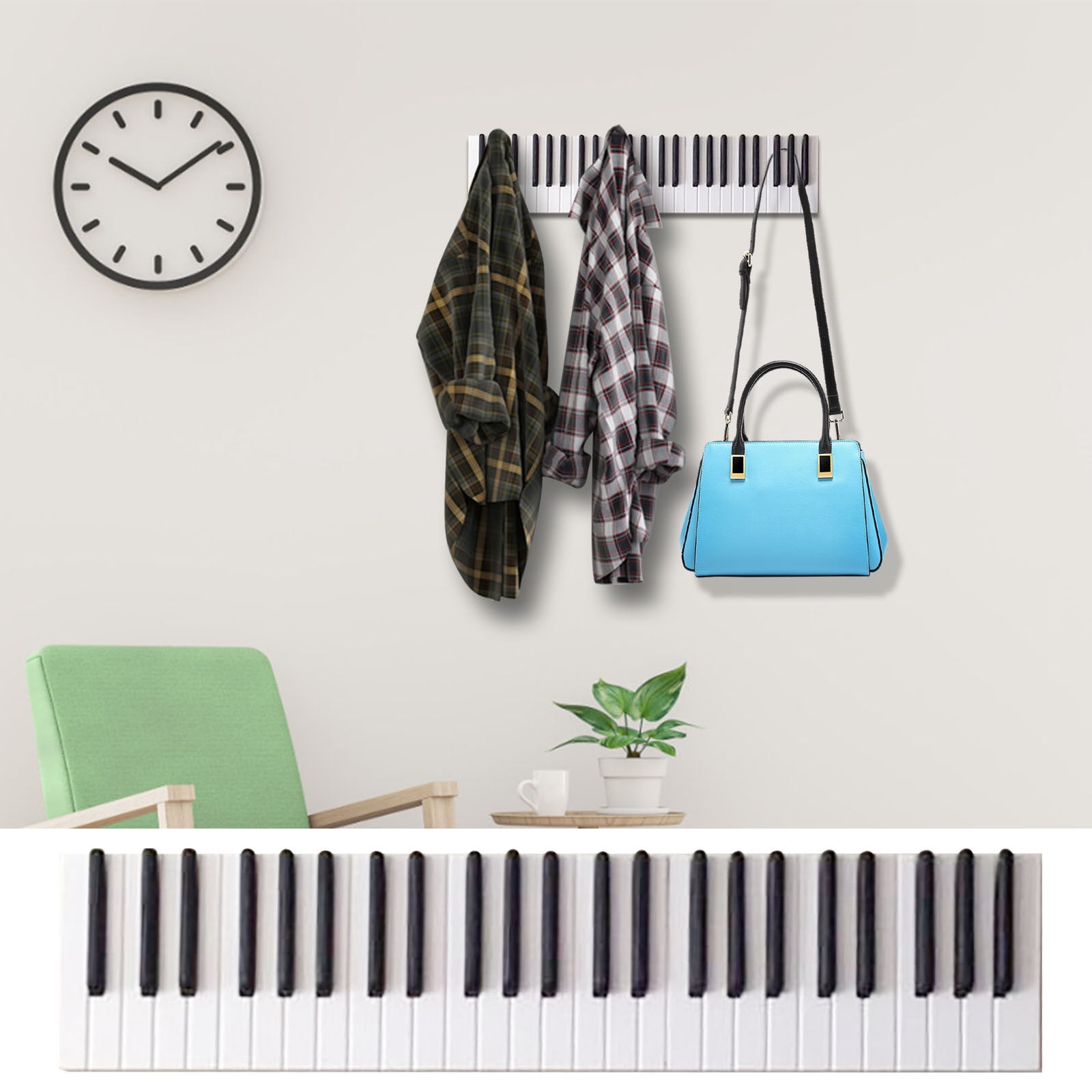 Cailmei Piano Wooden Coat Racks Piano Hooks Coat Rack Wall-Mounted ...