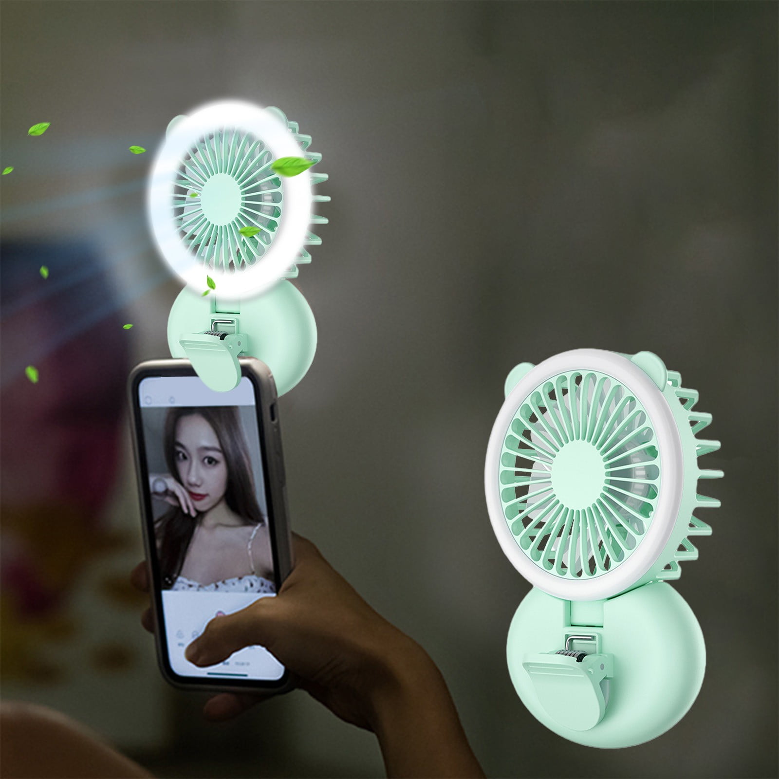 Cailmei Portable Desk Fan With Its Own Auxiliary Light Foldable Clip ...