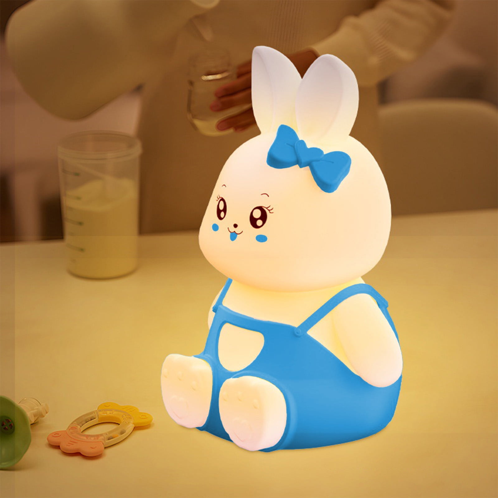 Cailmei Rabbits Patting Small Night Light Soft Silica Gel Material Bedroom Bedside Lamp Ambient ...
