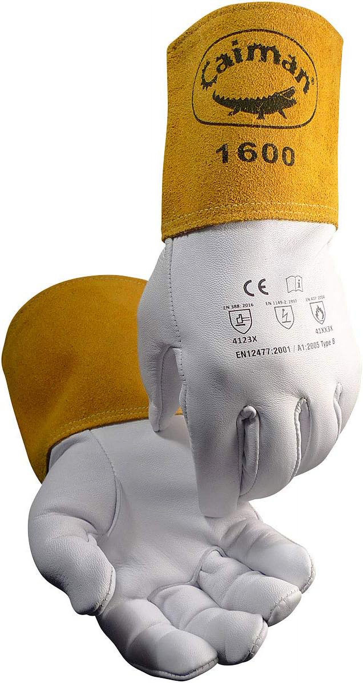 Caiman Premium Goat Grain TIG Welding Glove, 4-inch Gold Extended Cuff ...