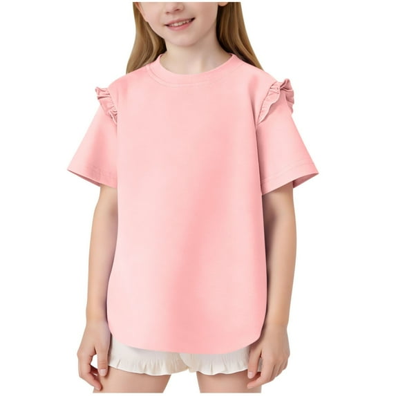 Menrkoo Childrens T-Shirt With Round Neck Ruffles able Short Sleeve ...