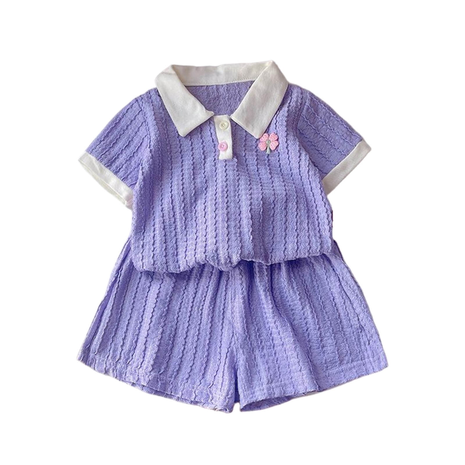 Caimuse Girls' Summer Short-Sleeved Set Children'S Baby Solid Color ...