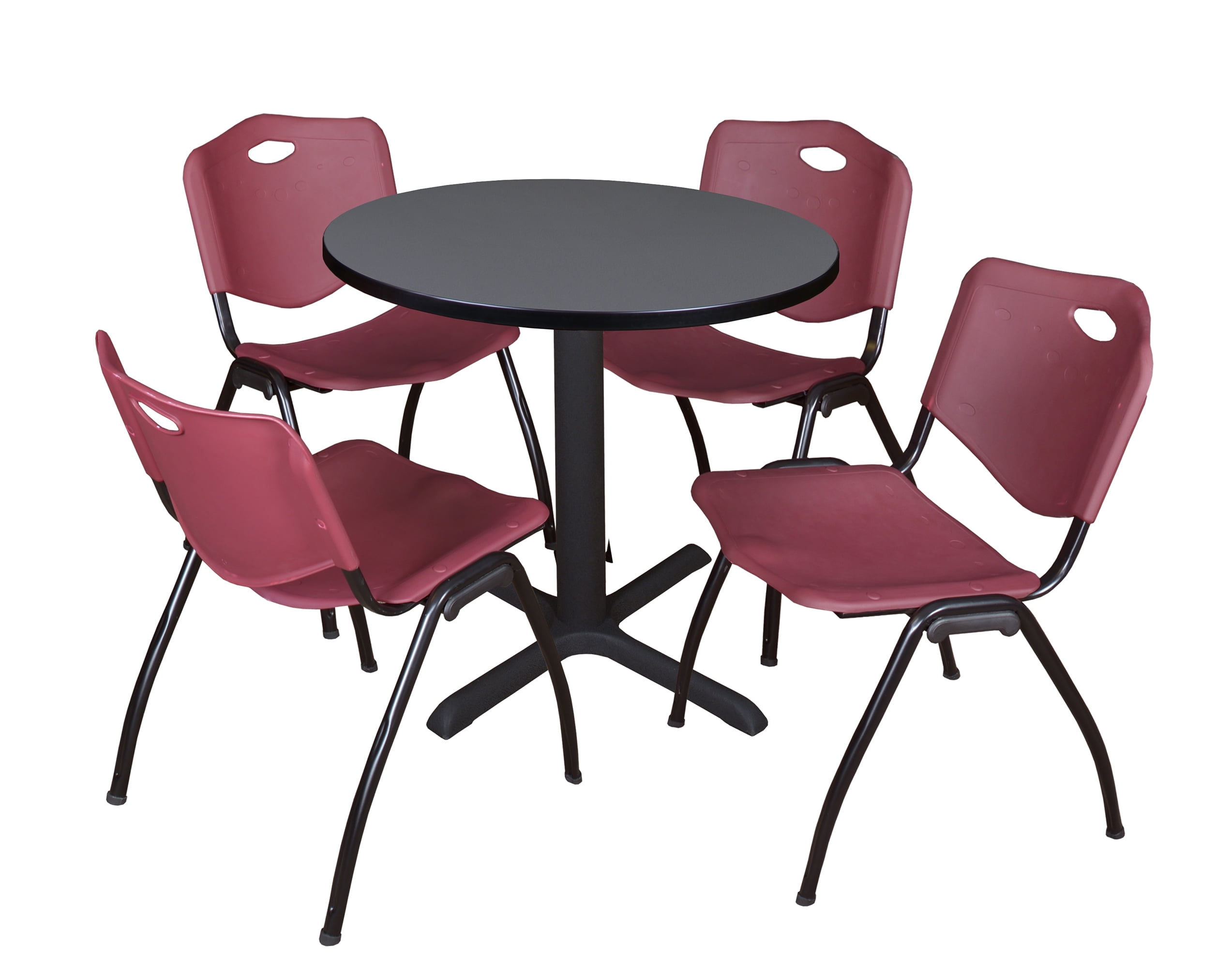 Regency Cain Small 30 in. Round X-Base Breakroom Table- Grey & 4 M ...