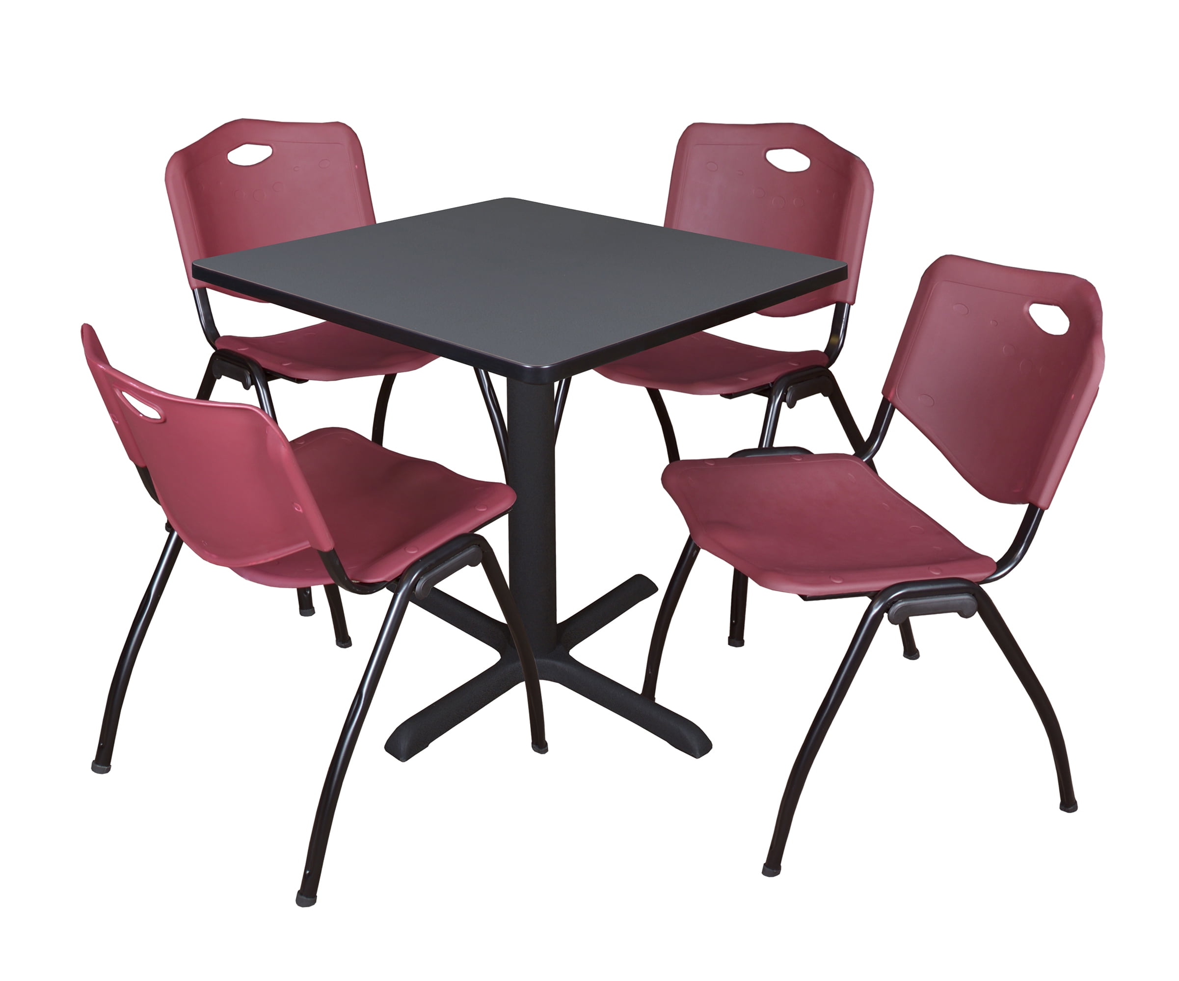 Regency Cain Small 30 in. Square X-Base Breakroom Table- Grey & 4 M ...