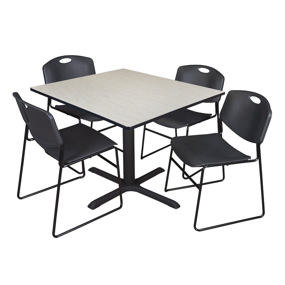 Regency 48 in. Square X-Base Breakroom Table- Maple & 4 Zeng Stack ...